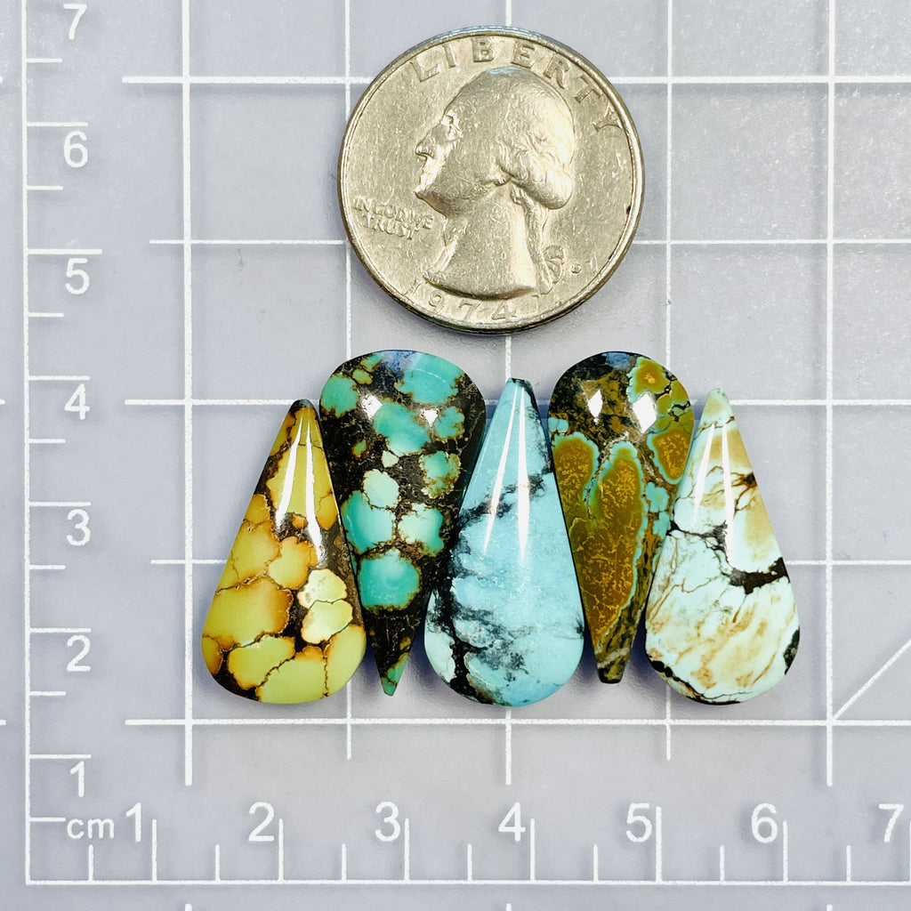 Large Mixed Teardrop Mixed Turquoise, Set of 5 - Turquoise Moose