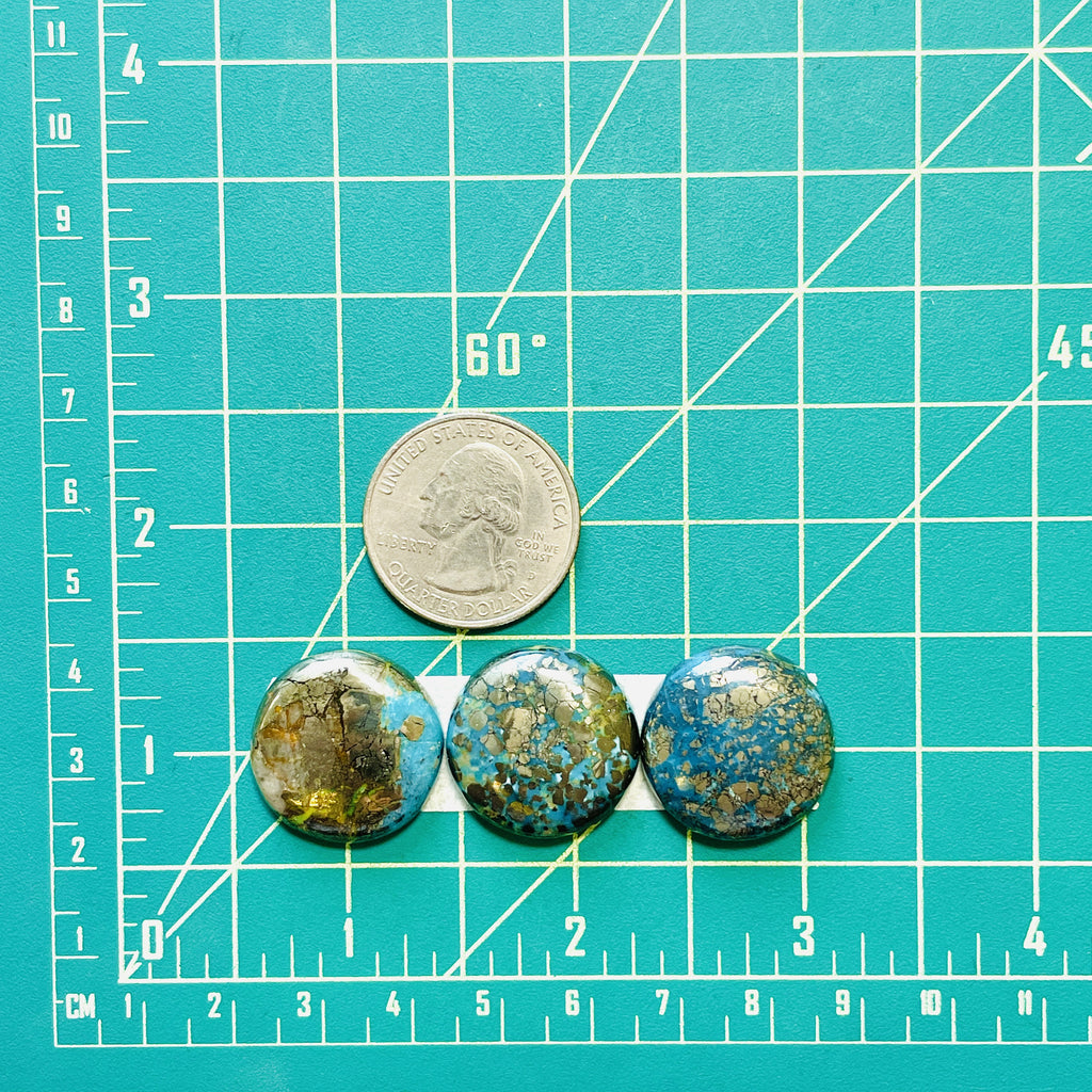 Medium Ocean Blue Round Ithaca Peak Turquoise, Set of 3 - Turquoise Moose