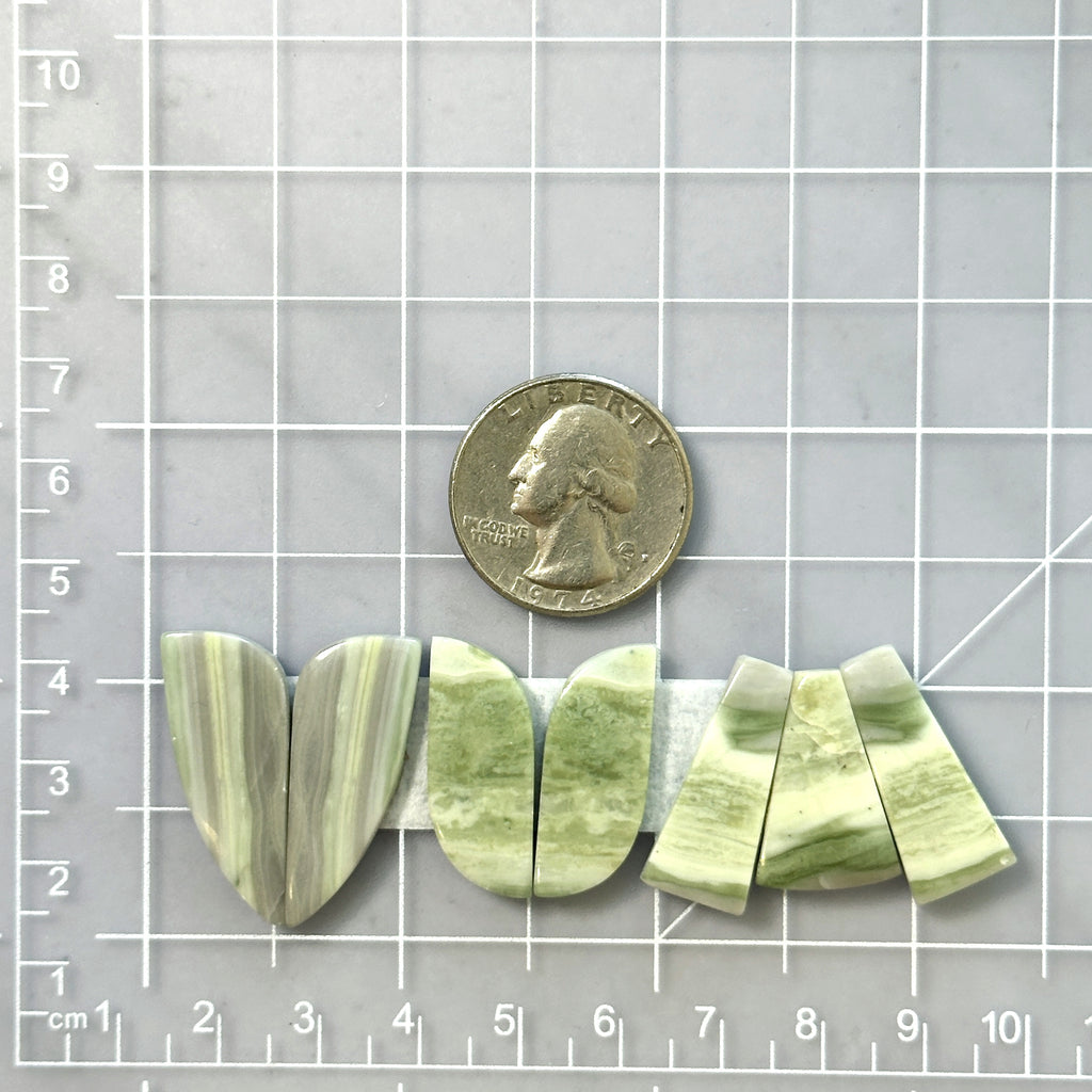 Large Mint Green Mixed Green Serpentine Serpentine, Set of 7 ...