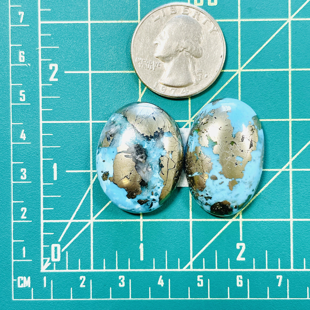 Large Sky Blue Oval Ithaca Peak Turquoise, Set of 2 - Turquoise Moose
