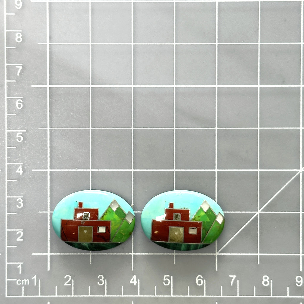 18x25mm Oval Inlay, Set of 2 – Turquoise Moose