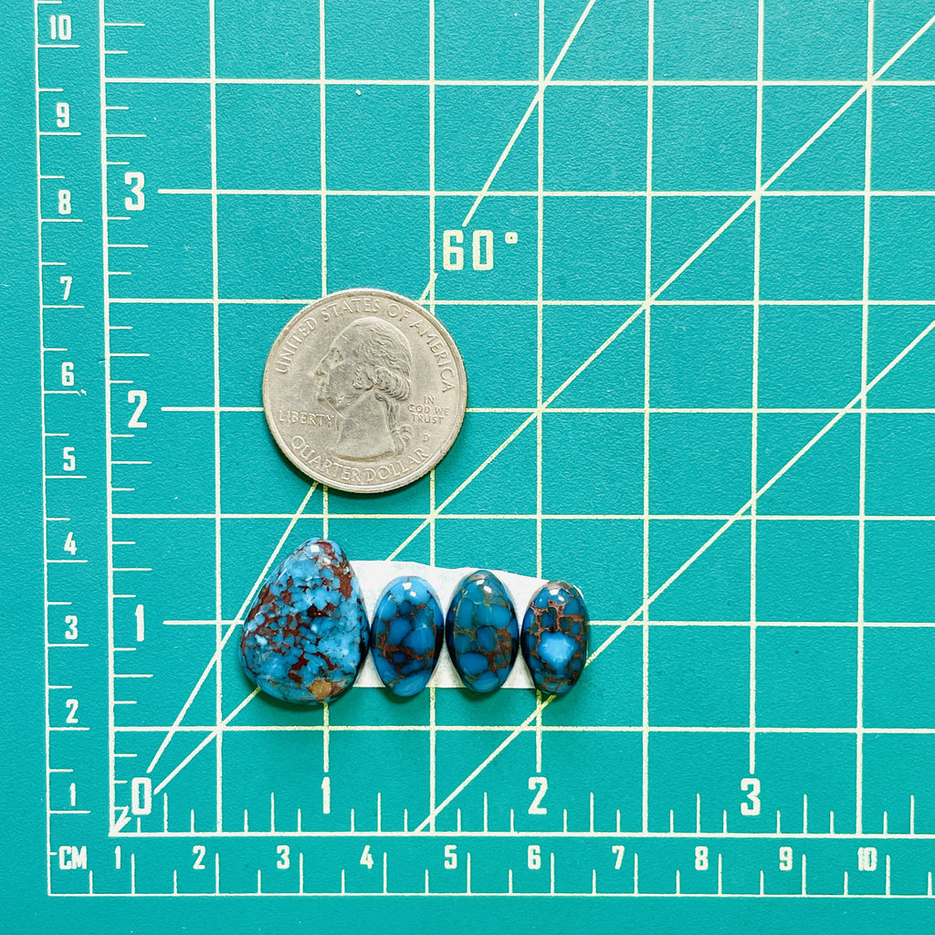 Small Deep Blue Mixed Prince Egyptian Turquoise, Set of 4 - Turquoise Moose