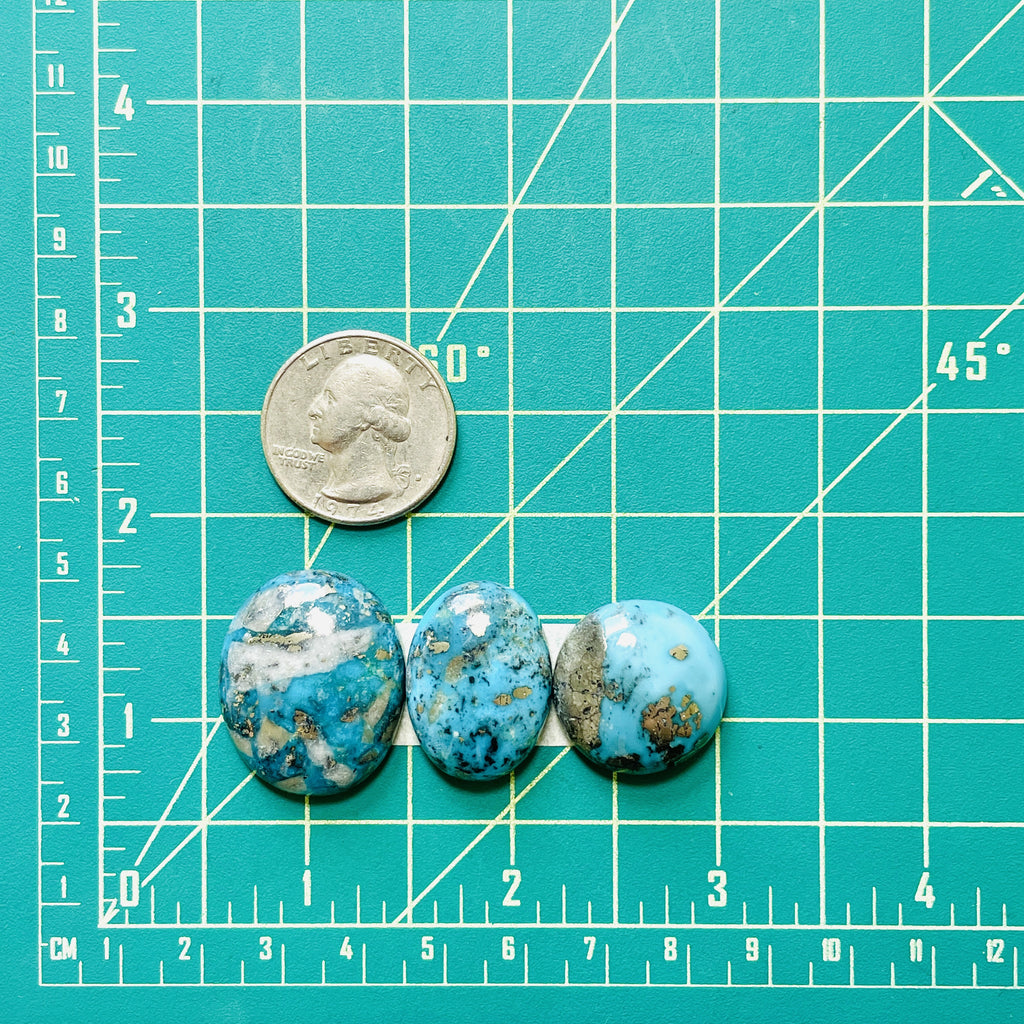 Large Sky Blue Mixed Ithaca Peak Turquoise, Set of 3 - Turquoise Moose