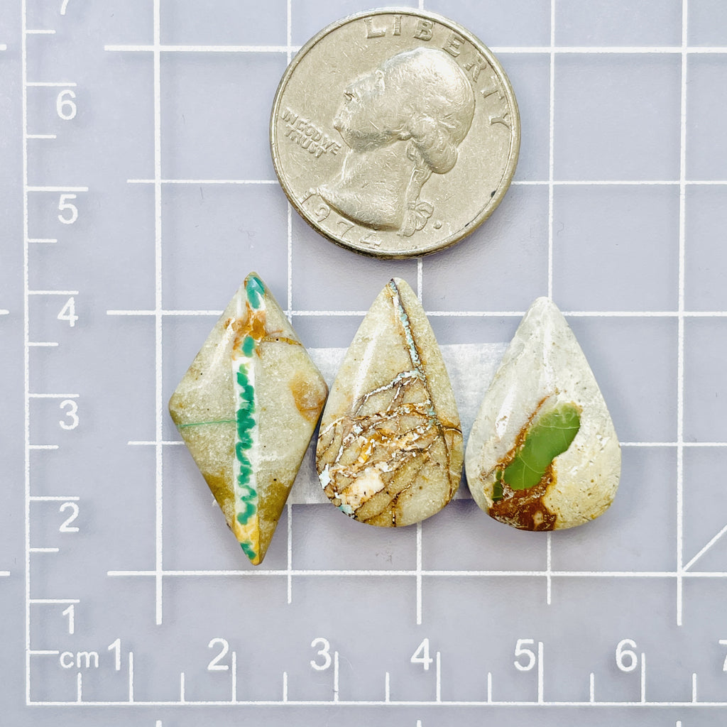 Large Deep Green Mixed Royston Turquoise, Set of 3 - Turquoise Moose