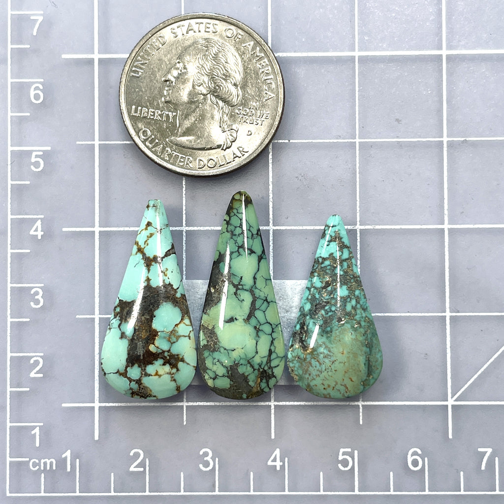 Large Sea Green Teardrop Yungai Turquoise, Set of 3 - Turquoise Moose