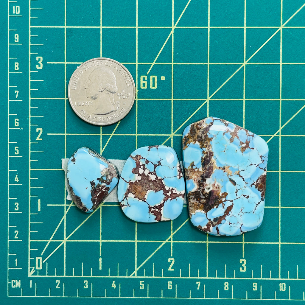 Large Sky Blue Mixed Golden Hill Turquoise, Set of 3 - Turquoise Moose