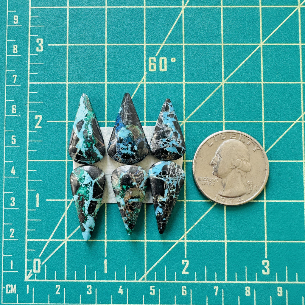 Medium Ocean Blue Teardrop Yungai Turquoise, Set of 6 - Turquoise Moose