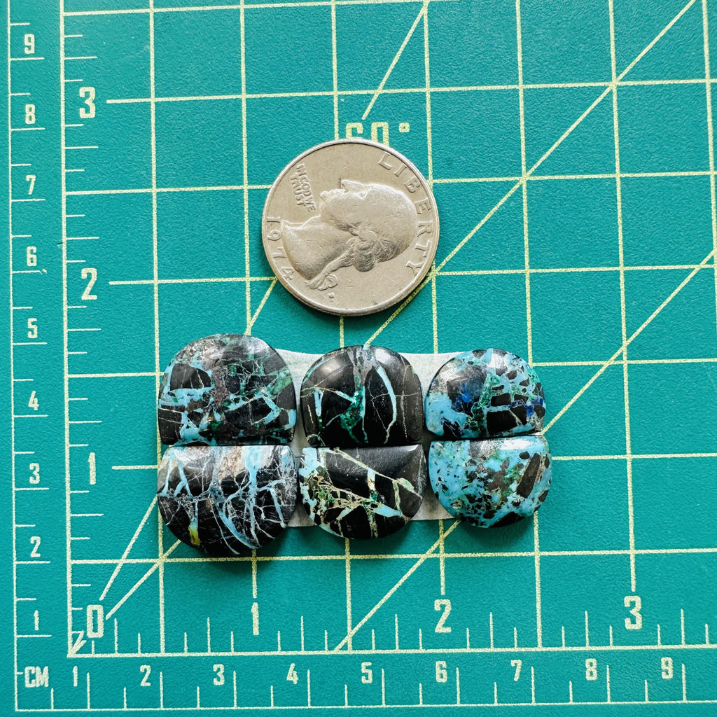 Medium Ocean Blue Hexagon Yungai Turquoise, Set of 6 - Turquoise Moose