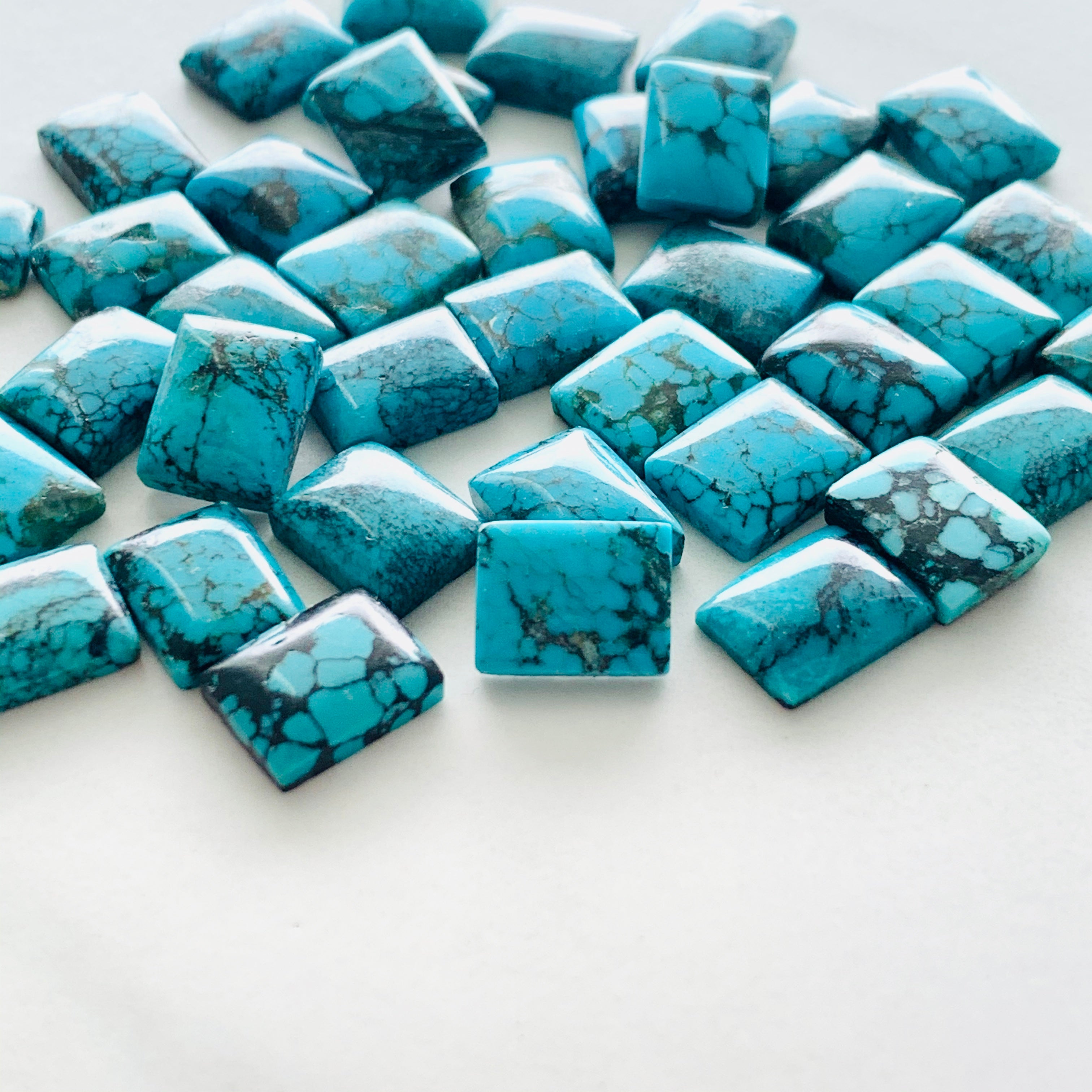 6x8mm Rectangle Yungai Turquoise Cabochons, Set of 2 – Turquoise Moose