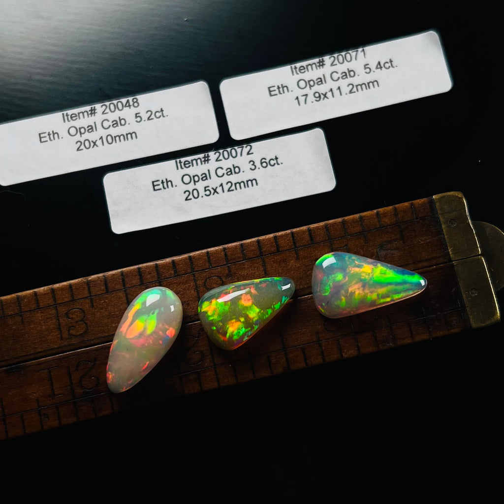 Authentic Ethiopian Teardrop Opal Cabochons, set of 3 – Turquoise Moose