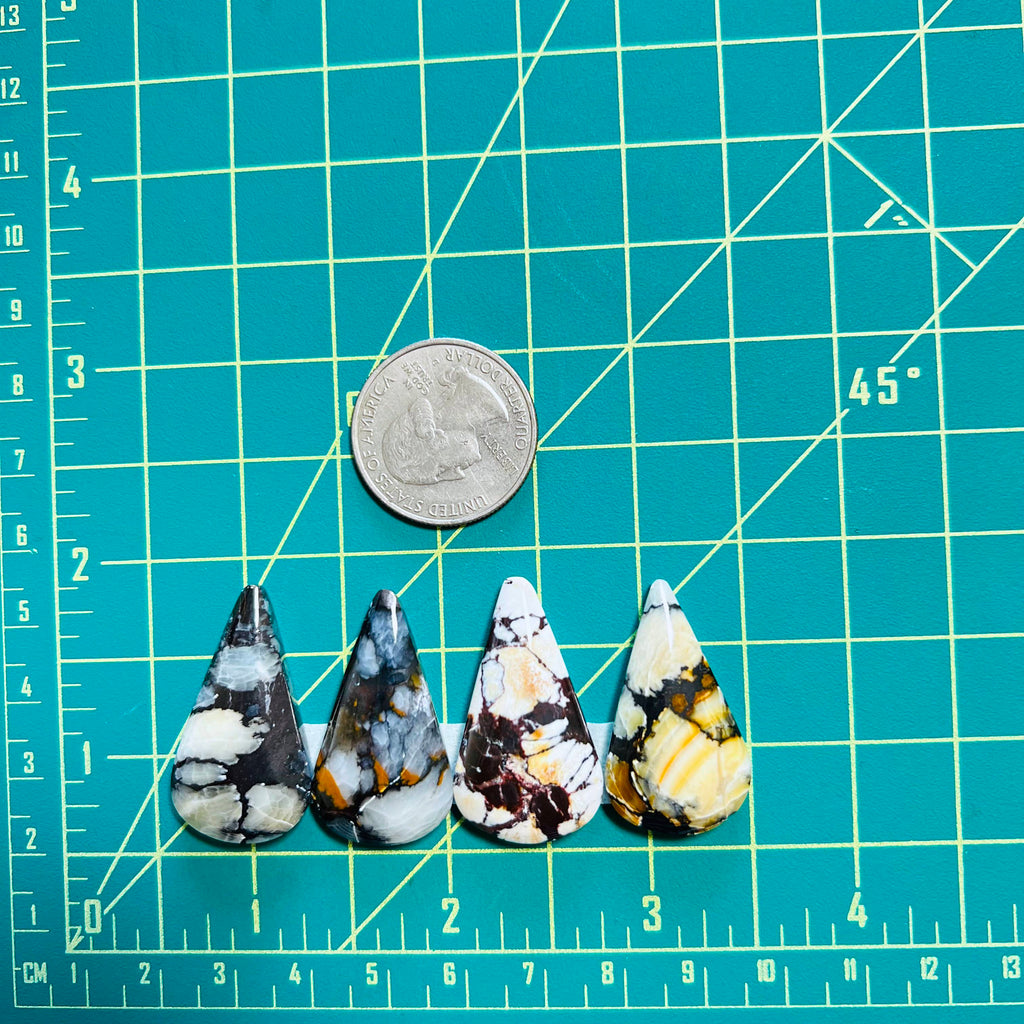 Large Mixed Teardrop Purple Lavender Variscite, Set of 4 - Turquoise Moose