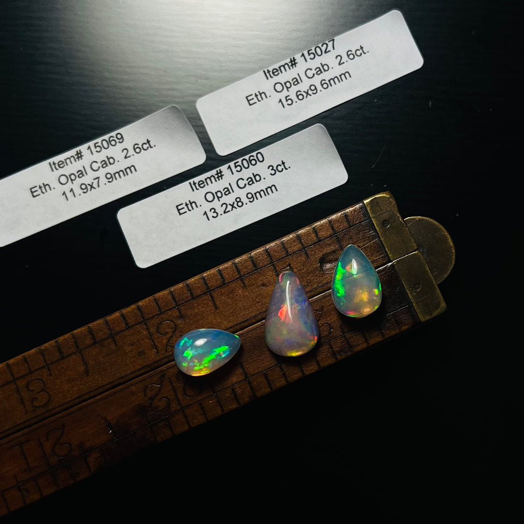Authentic Ethiopian Teardrop Opal Cabochons, set of 3 – Turquoise Moose