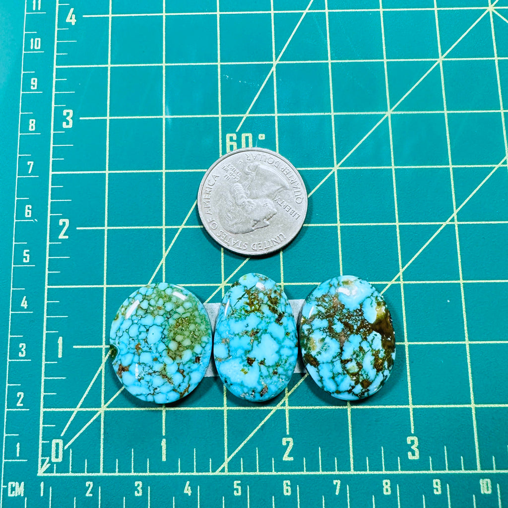 Large Ocean Blue Oval Kingman Turquoise, Set of 3 - Turquoise Moose