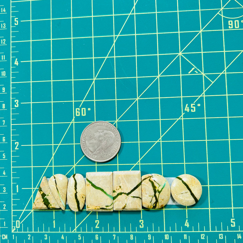 Medium Deep Green Mixed Royston Turquoise, Set of 7 - Turquoise Moose