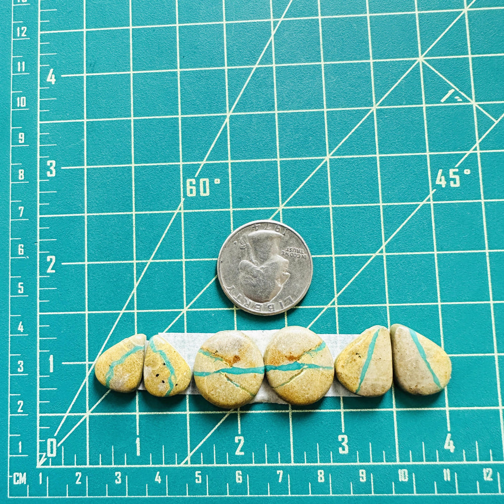 Small Deep Green Mixed Royston Turquoise, Set of 6 - Turquoise Moose