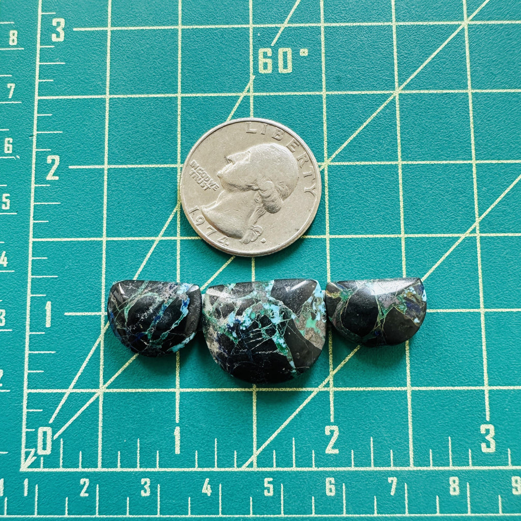 Medium Ocean Blue Half Moon Yungai Turquoise, Set of 3 - Turquoise Moose