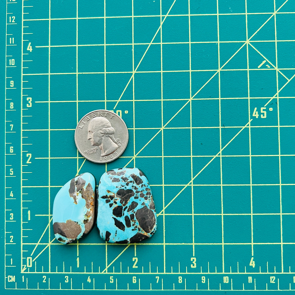 Large Sky Blue Mixed Carico Lake Turquoise, Set of 2 - Turquoise Moose