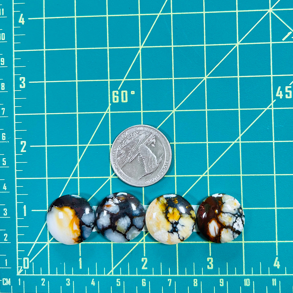 Medium Royal Orange Round Purple Lavender Variscite, Set of 4 ...