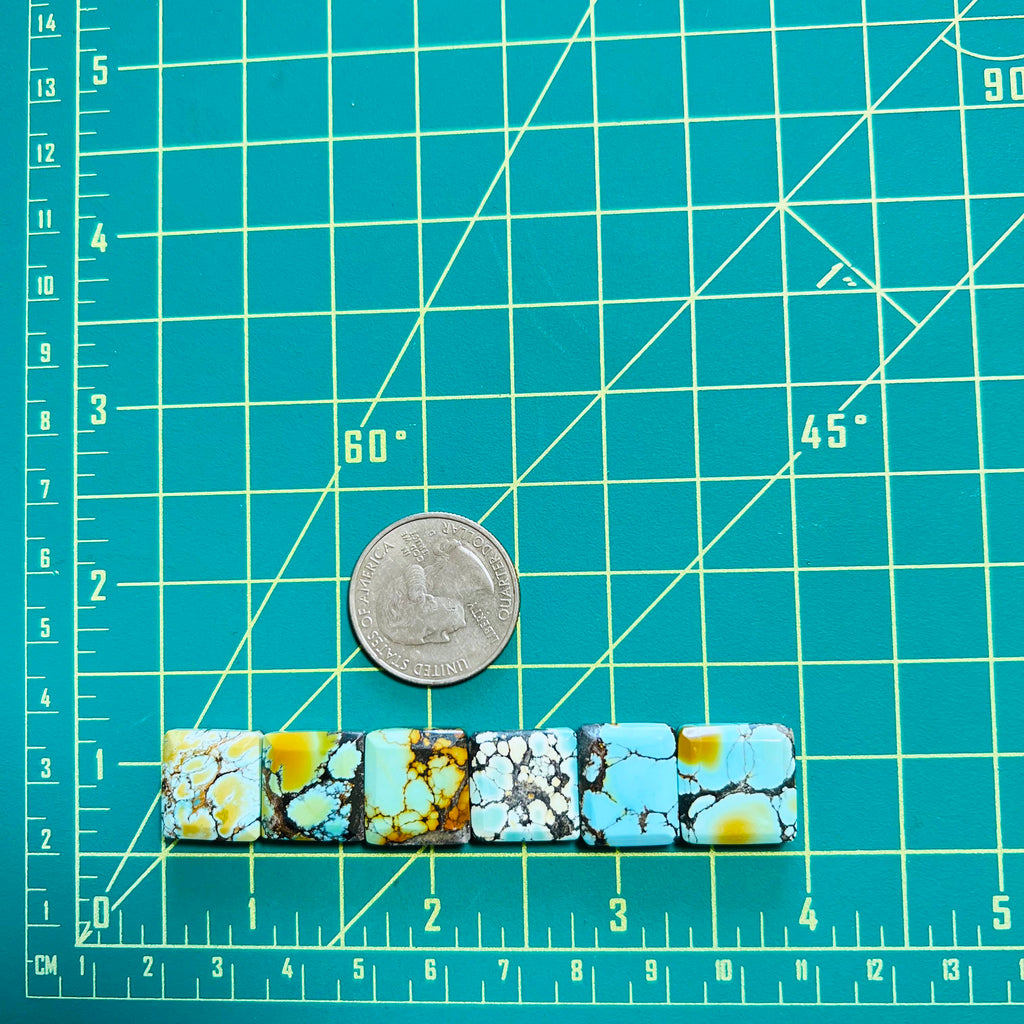 Small Mixed Square Mixed Turquoise, Set of 6 - Turquoise Moose