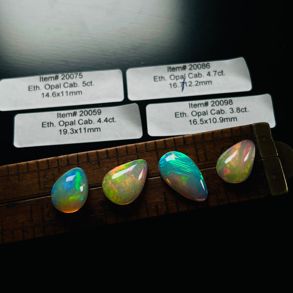 Authentic Ethiopian Teardrop Opal Cabochons, set of 4 – Turquoise Moose