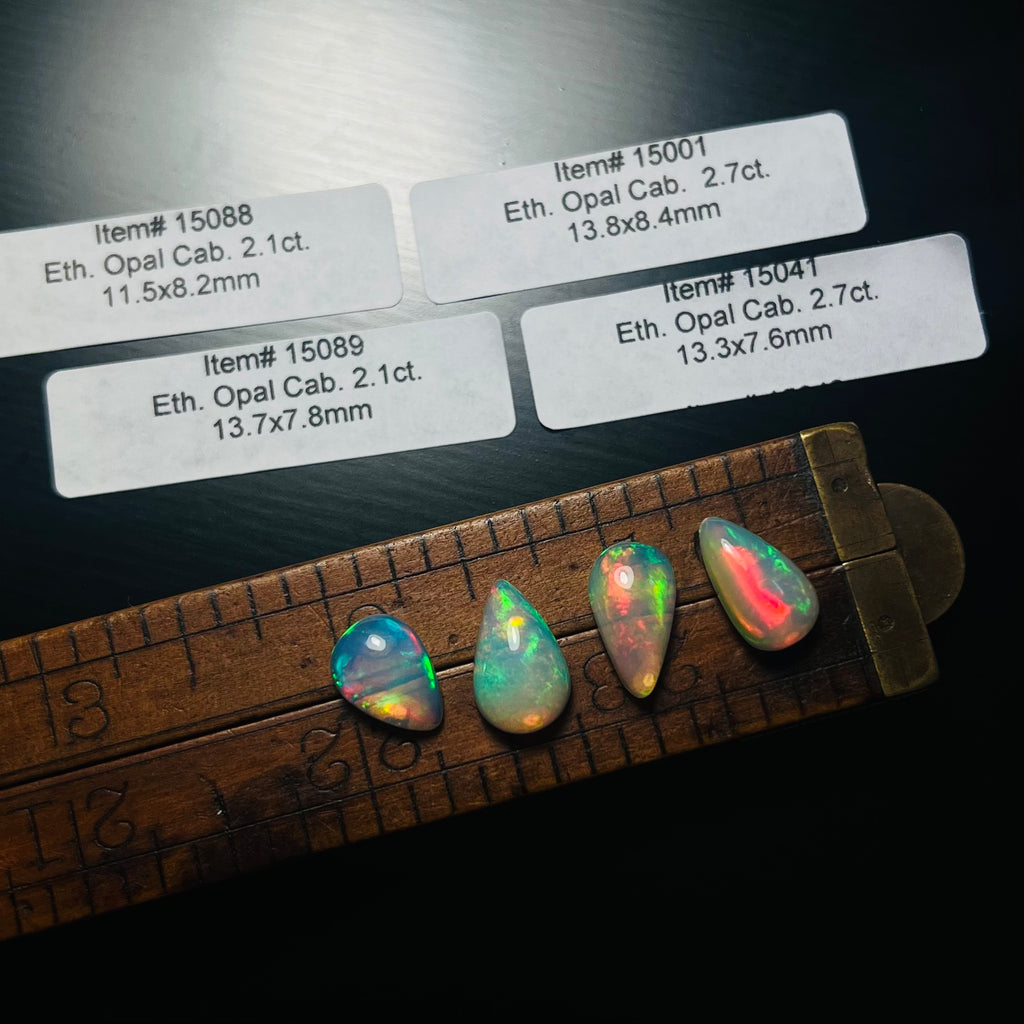 Authentic Ethiopian Teardrop Opal Cabochons, set of 4 – Turquoise Moose