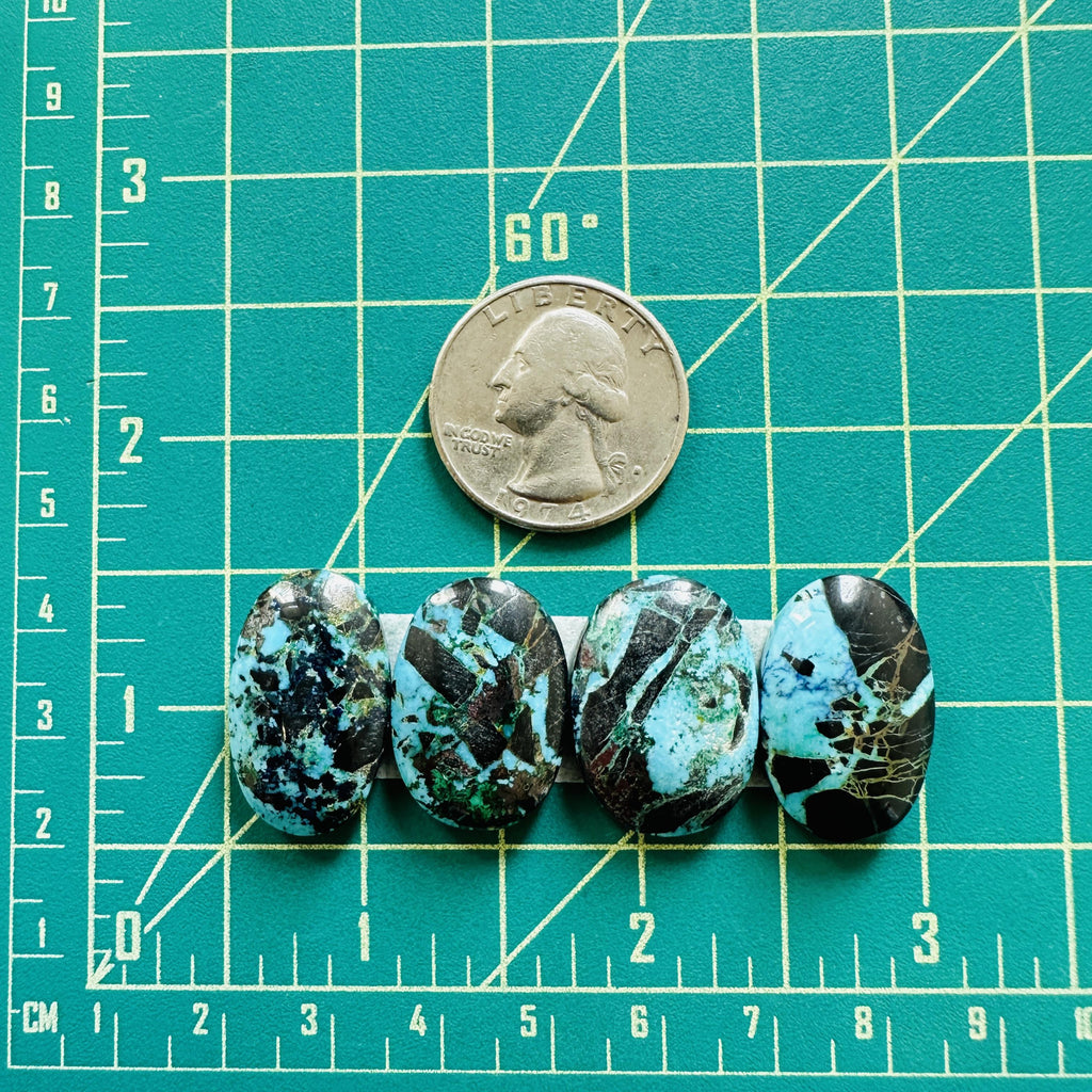 Medium Ocean Blue Oval Yungai Turquoise, Set of 4 - Turquoise Moose