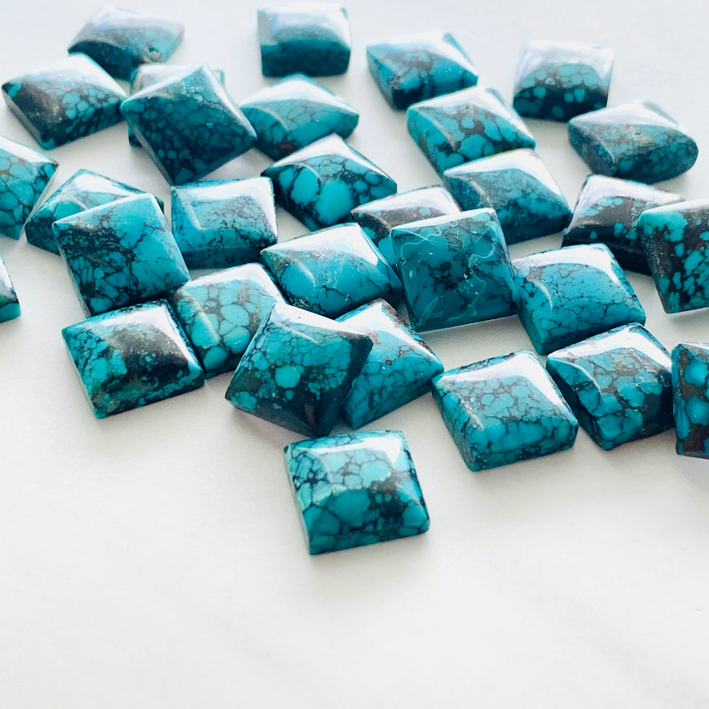 10x10mm Square Yungai Turquoise Cabochons, Set of 2 – Turquoise Moose